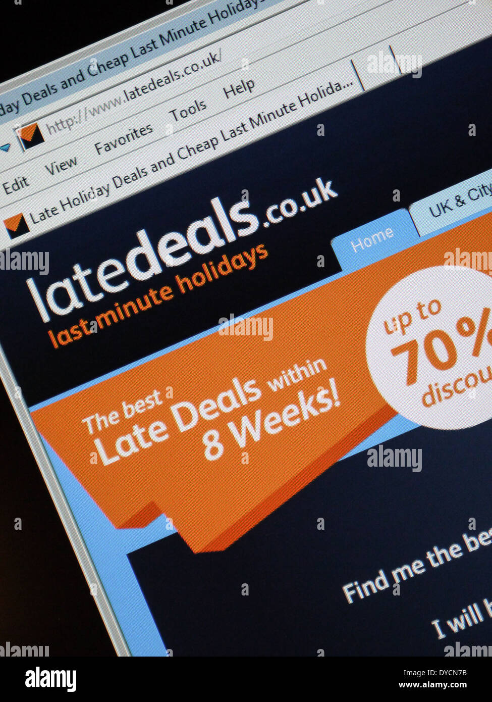 last minute holiday deal website latedeals Stock Photo - Alamy