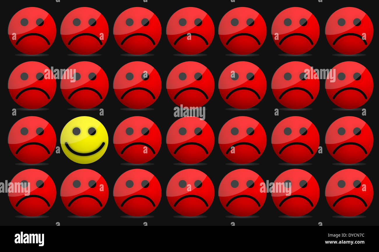 One happy face in the group Stock Photo - Alamy