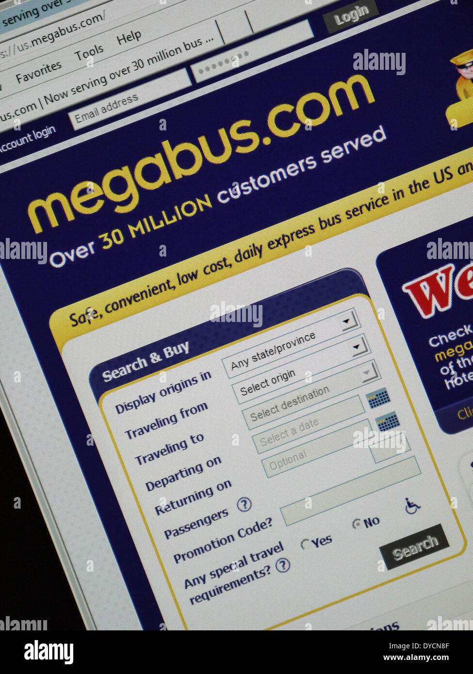bus coach company website megabus Stock Photo - Alamy
