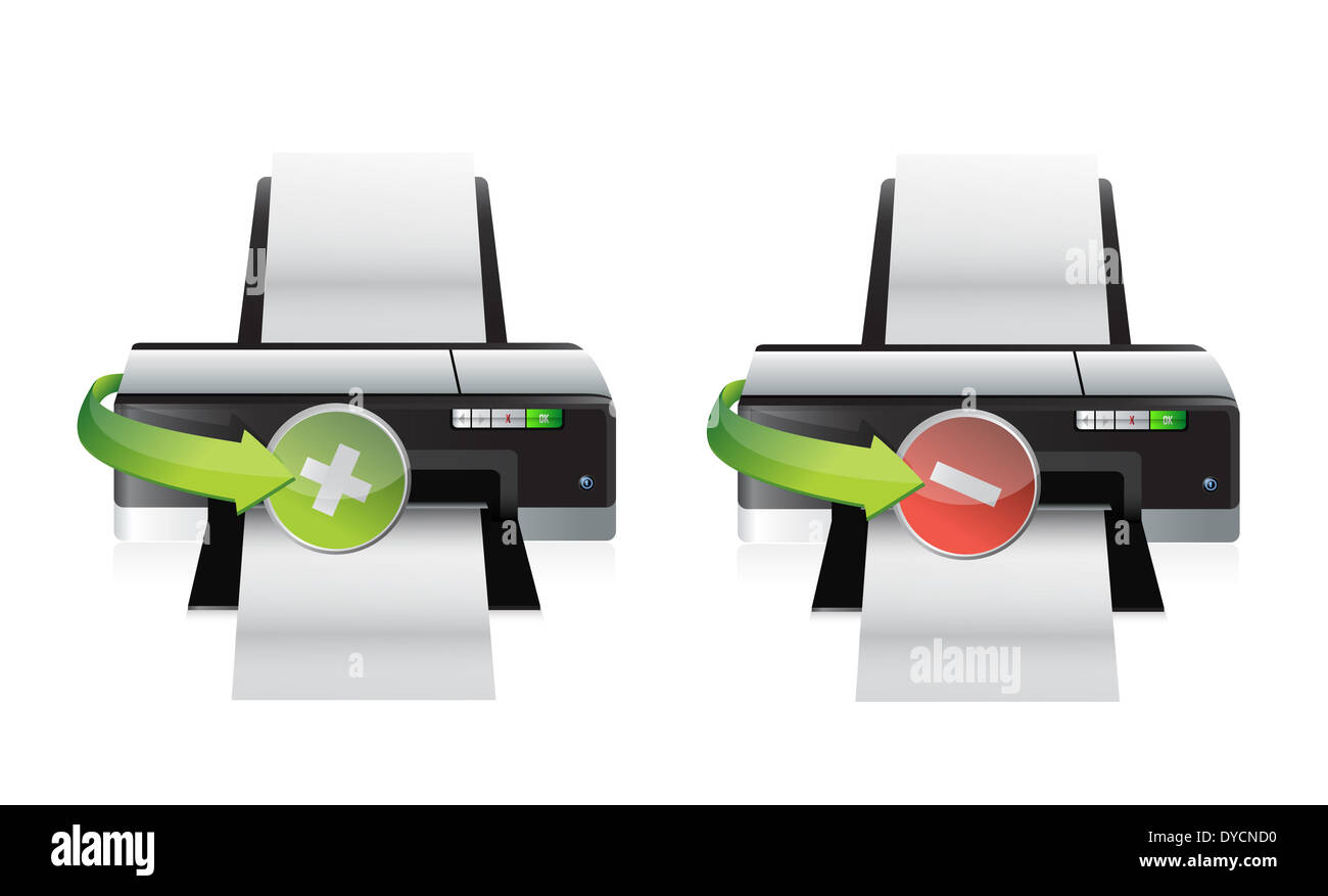 printer plus and minus icons illustration design over a white ...