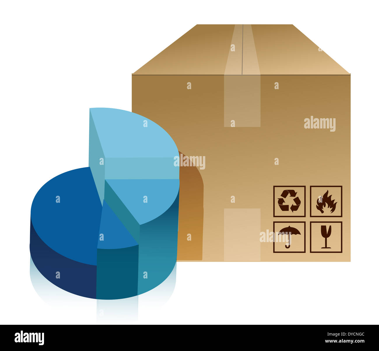 pie chart and box illustration design over a white background Stock ...