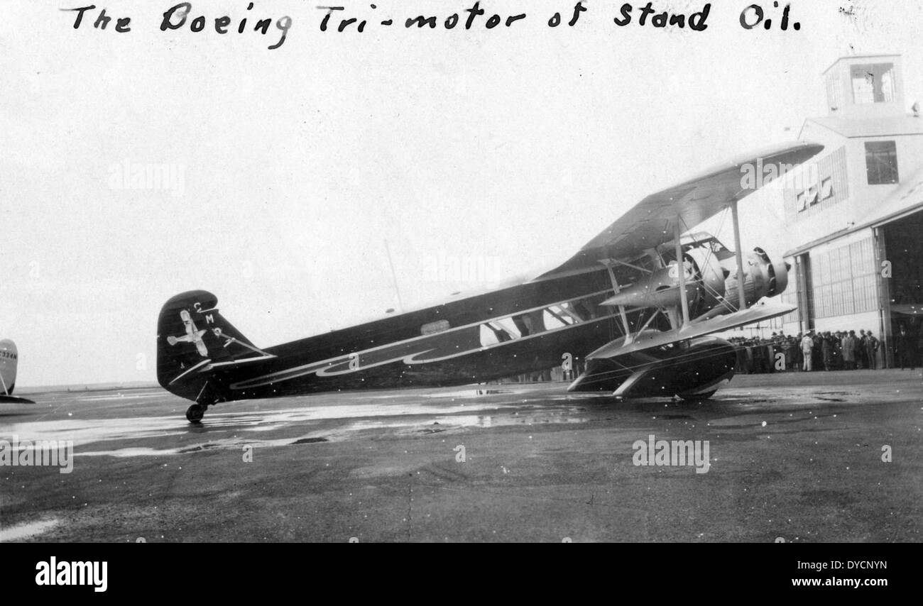 The Boeing 80, a biplane used by Standard Oil Co., is pictured on ...