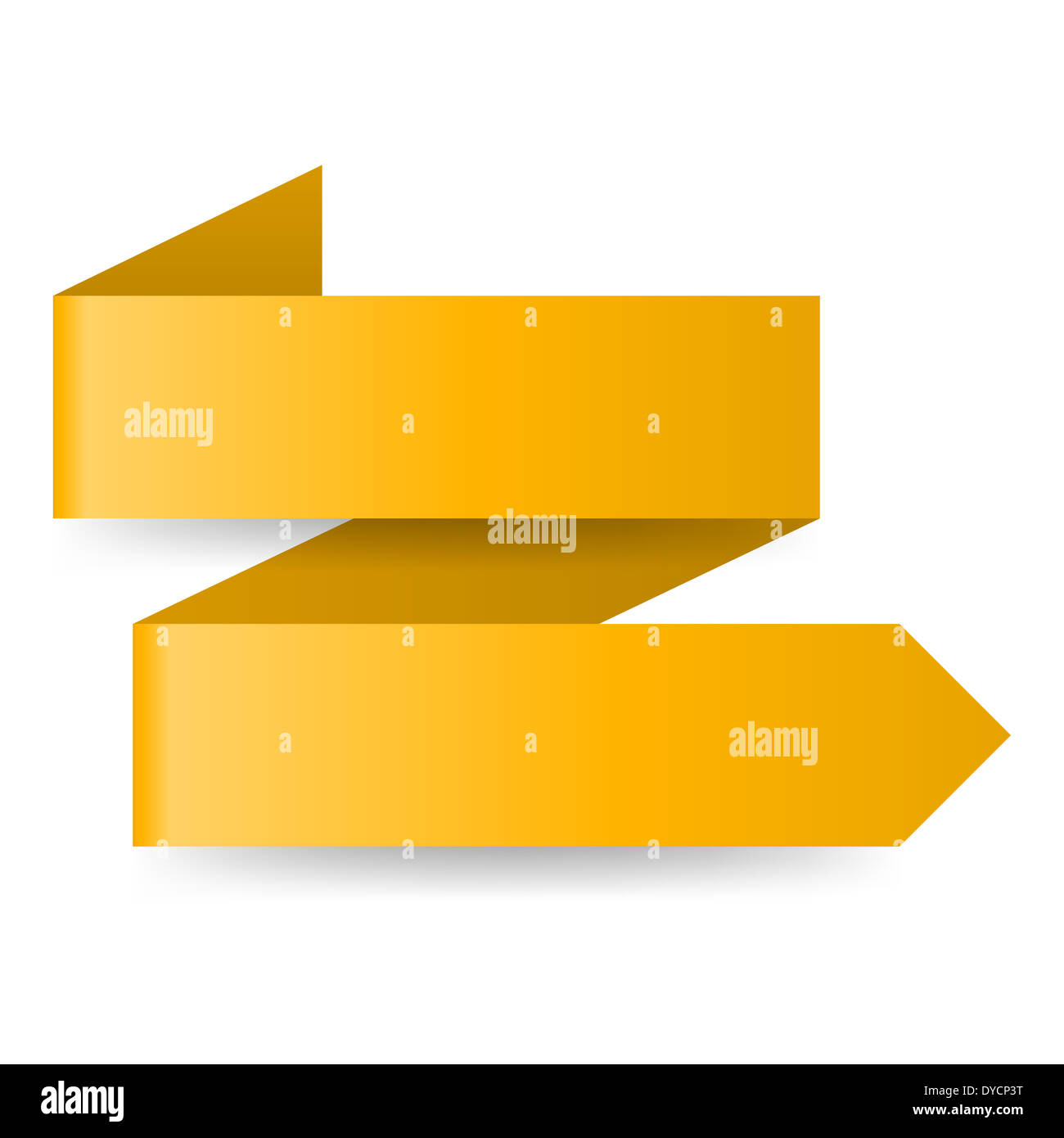 Two-step yellow zigzag paper arrow on white background Stock Photo - Alamy