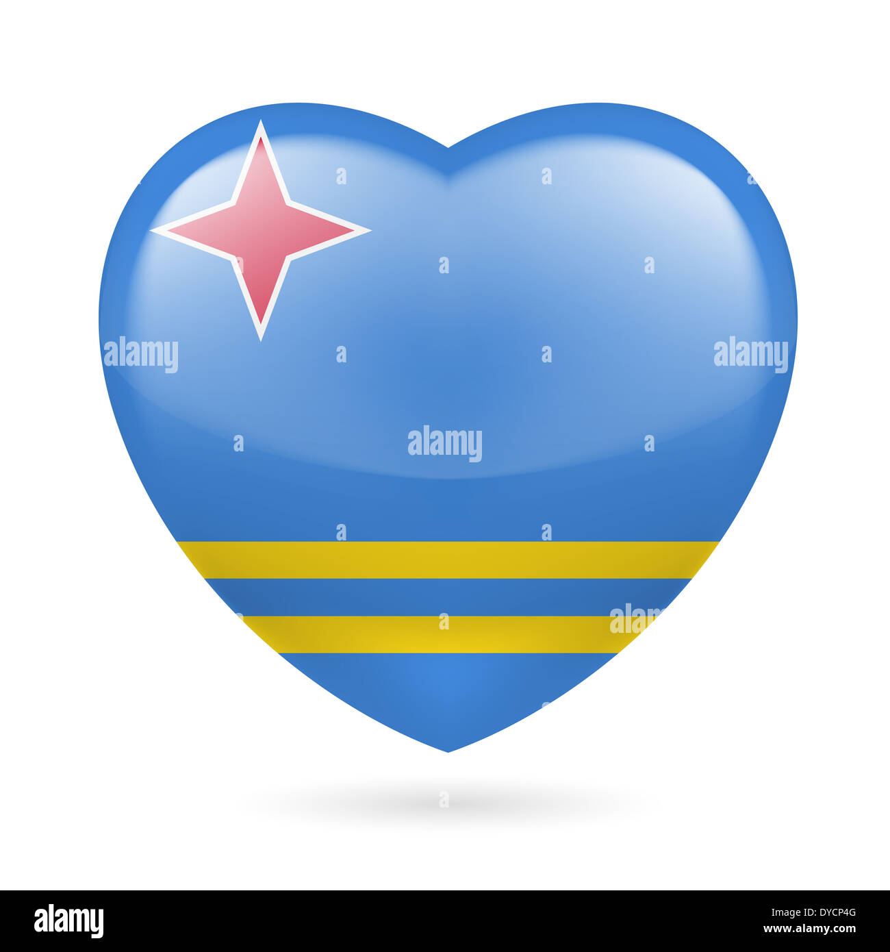 Heart with Aruban flag colors. I love Aruba Stock Photo - Alamy