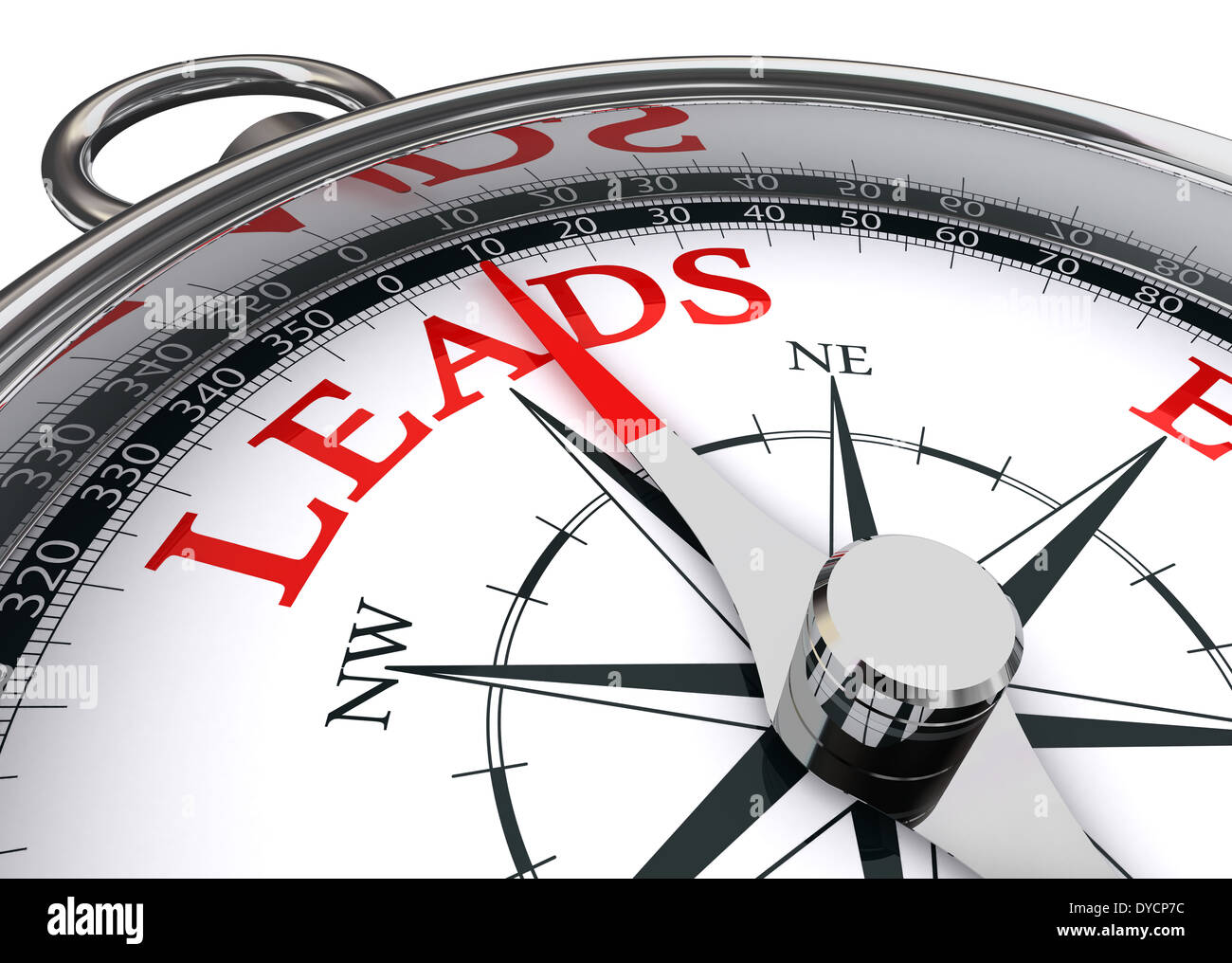 leads conceptual compass isolated on white background Stock Photo - Alamy