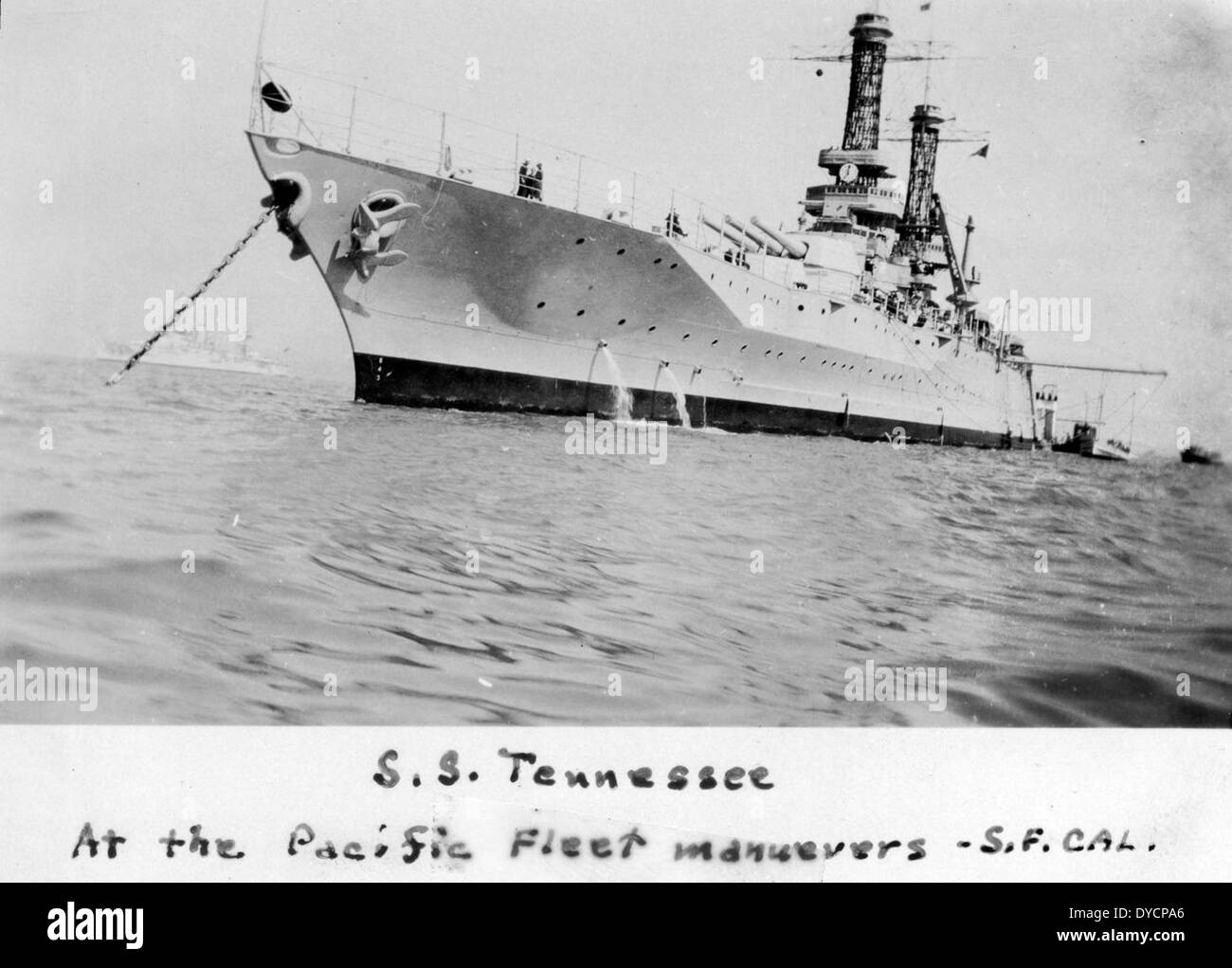 The USS Tennessee (BB-43), a Tennessee-class battleship, is pictured ...