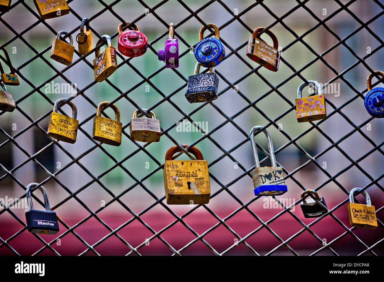 Fence love locks hi-res stock photography and images - Alamy