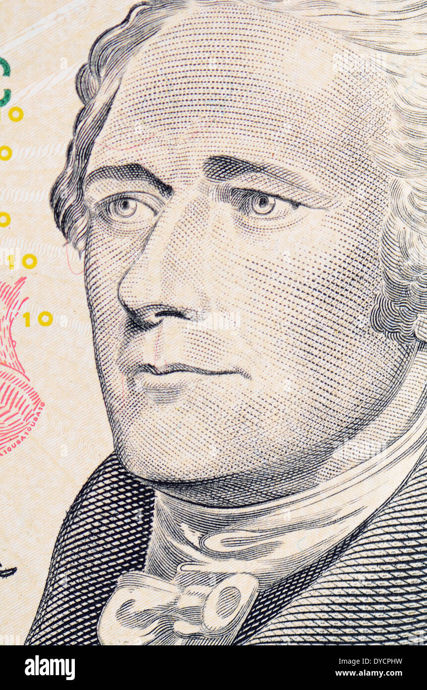 The face of Hamilton the dollar bill Stock Photo - Alamy