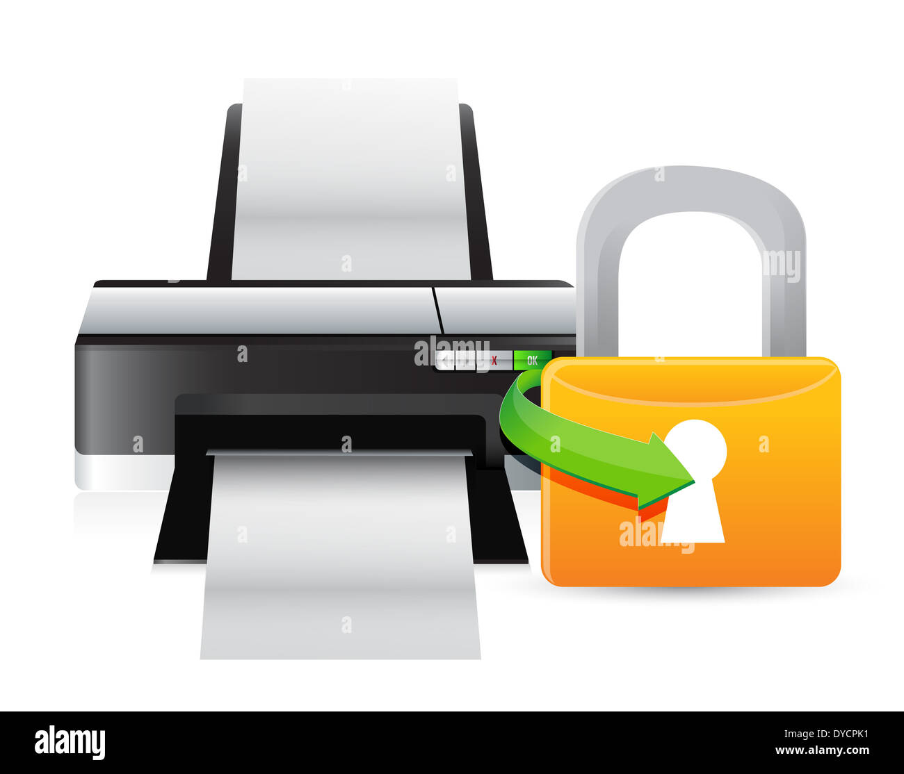 printer security lock illustration design over a white background Stock ...
