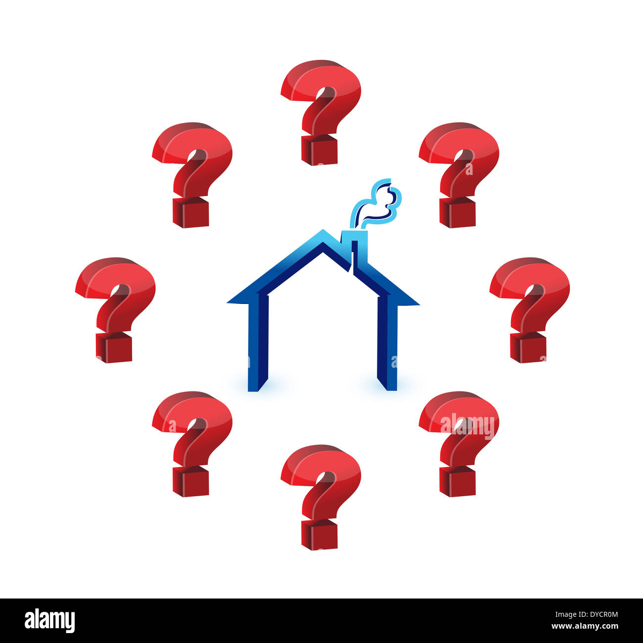 question mark with houses on the white background. Illustration design ...