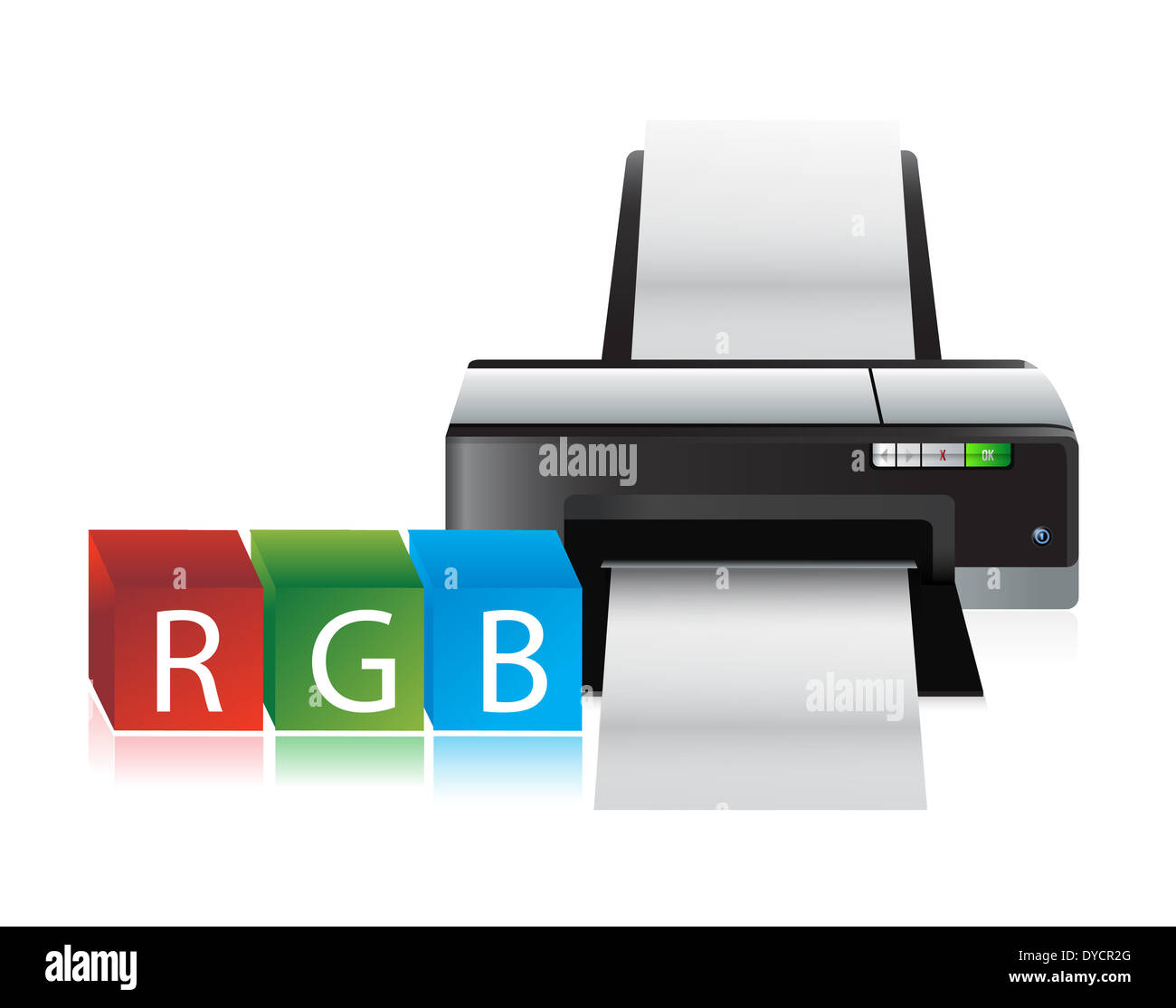 printer rgb color cubes illustration design over a white background ...