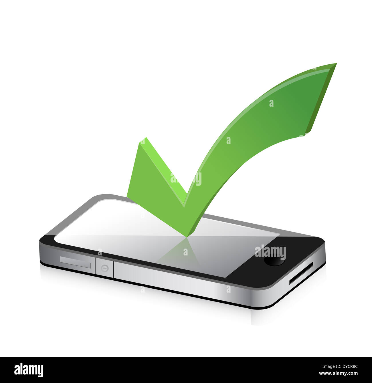 Mobile phone and icon with symbol of tick mark illustration design ...