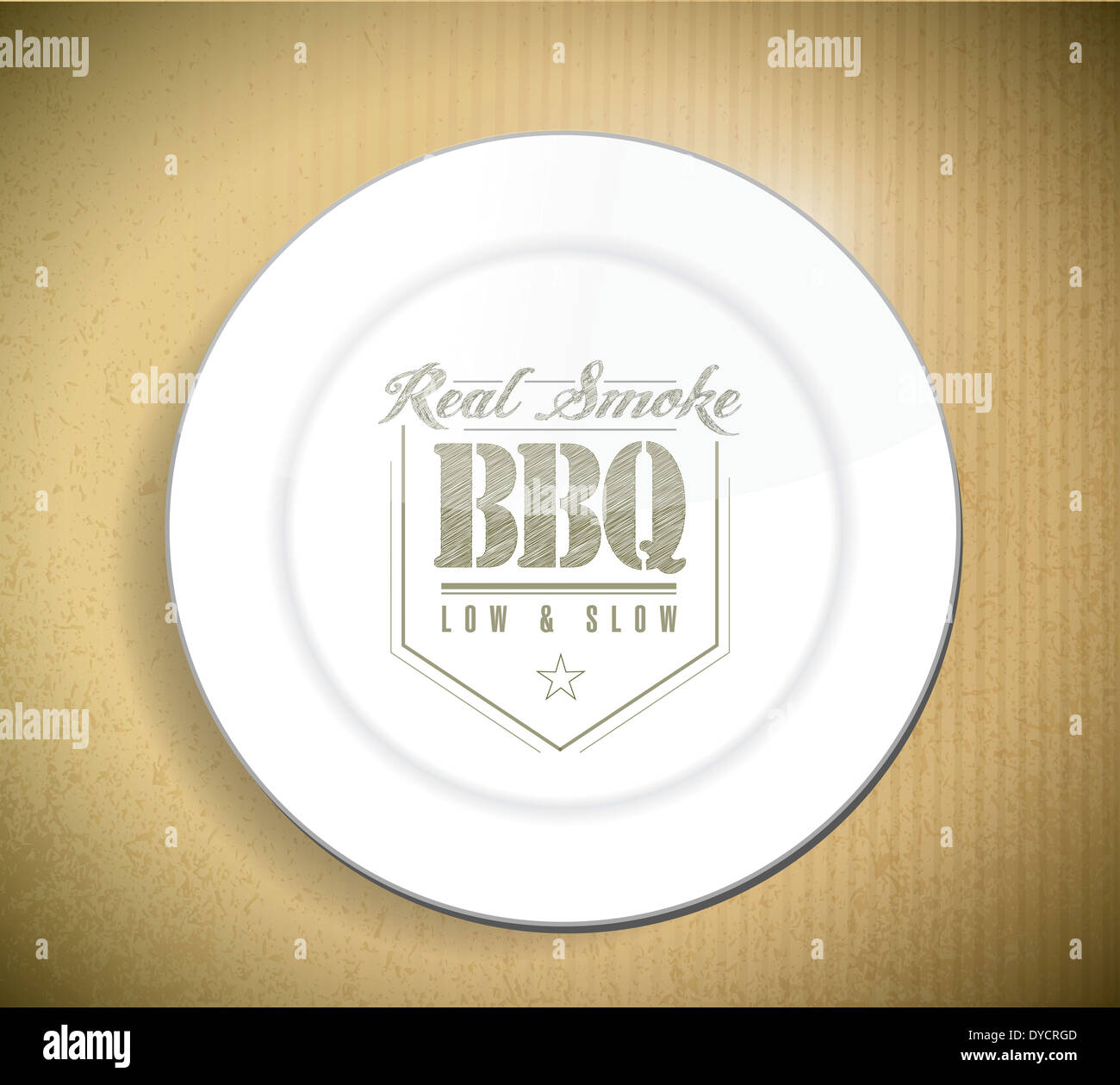 unique and Classic text Barbecue Stamp on a plate over a cardboard ...