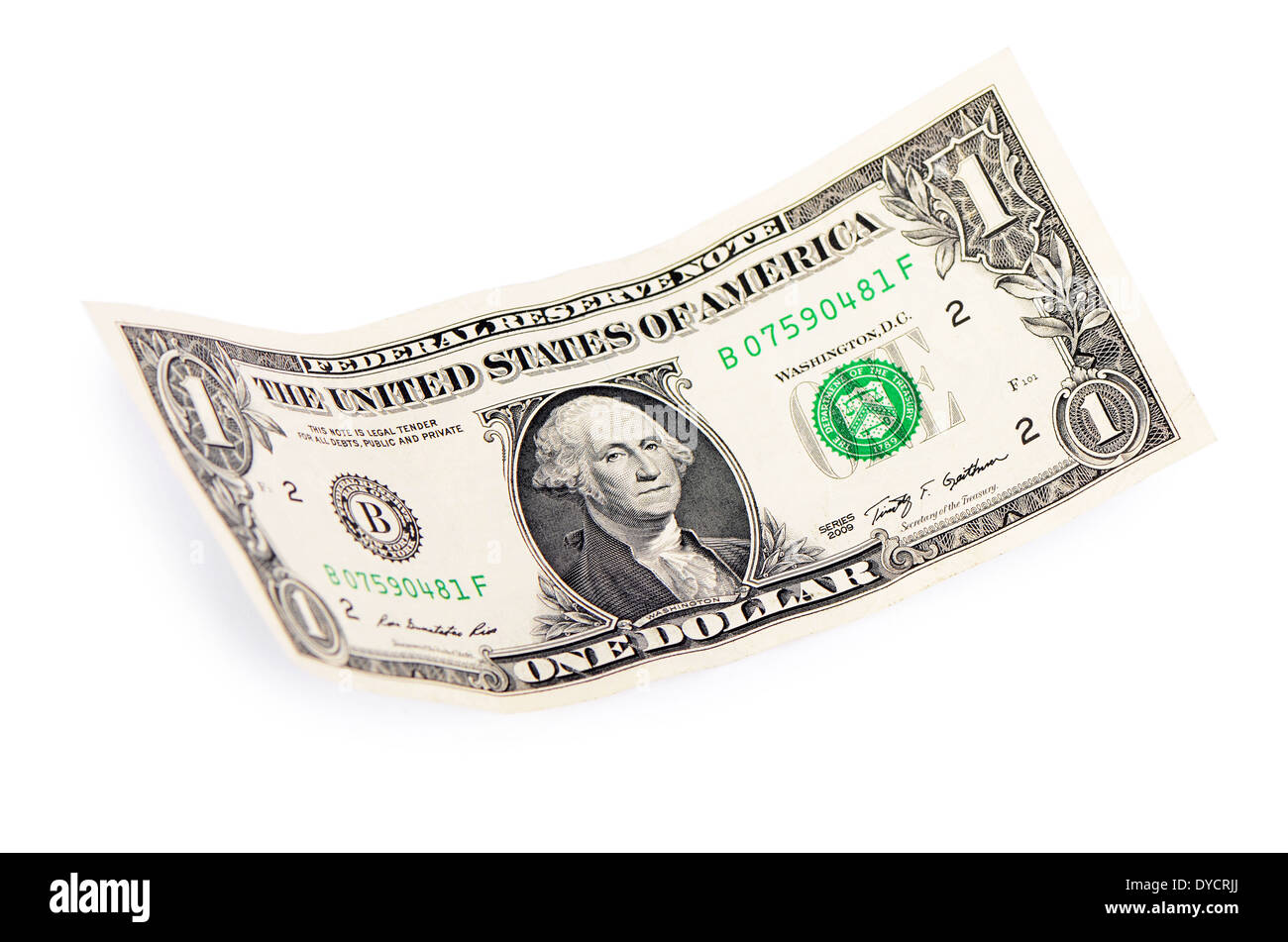 The one dollars isolated on white background Stock Photo - Alamy