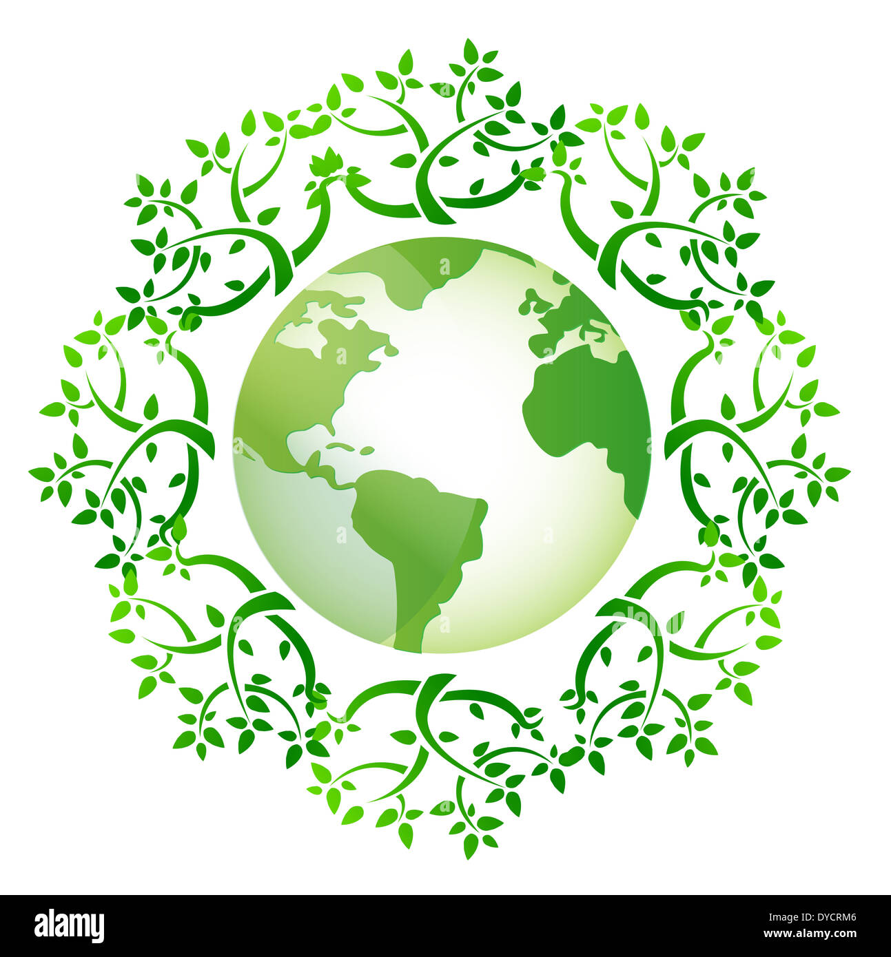 globe and leaves around illustration design over a white background ...