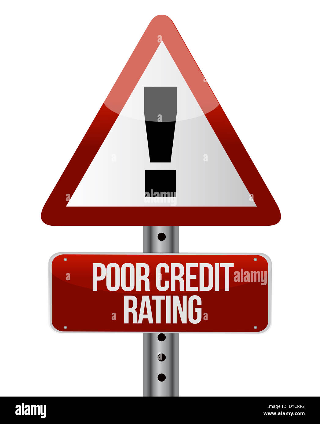 warning sign with a credit rating concept. Illustration Stock Photo - Alamy