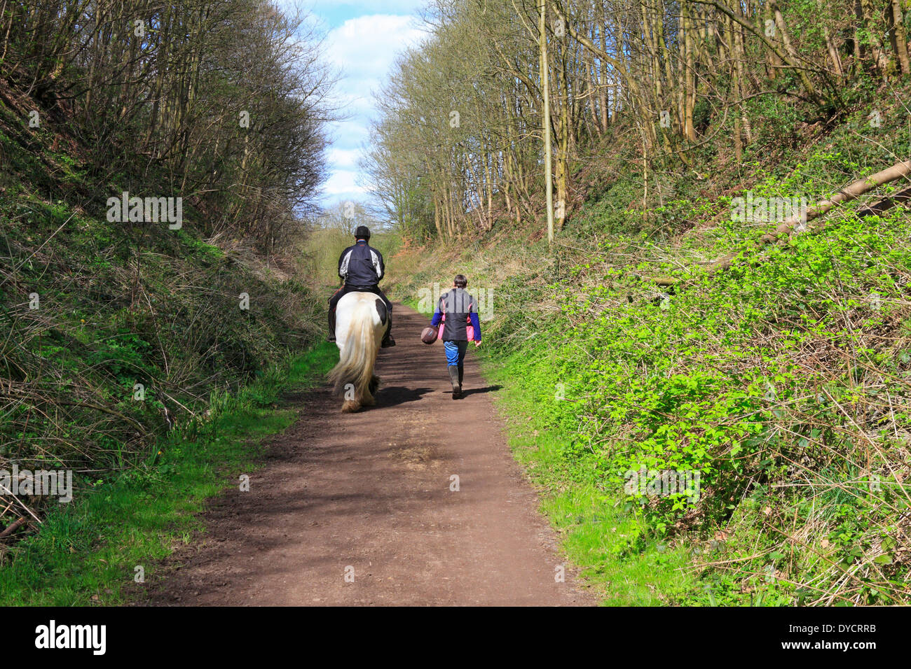 Horse rider and walker on the Trans Pennine Trail, Upper Don Trail ...