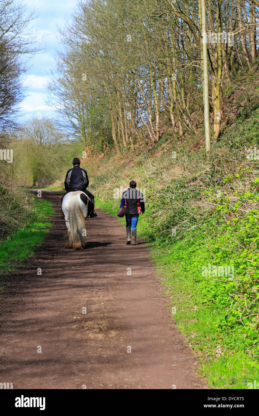 Horse rider and walker on the Trans Pennine Trail, Upper Don Trail ...