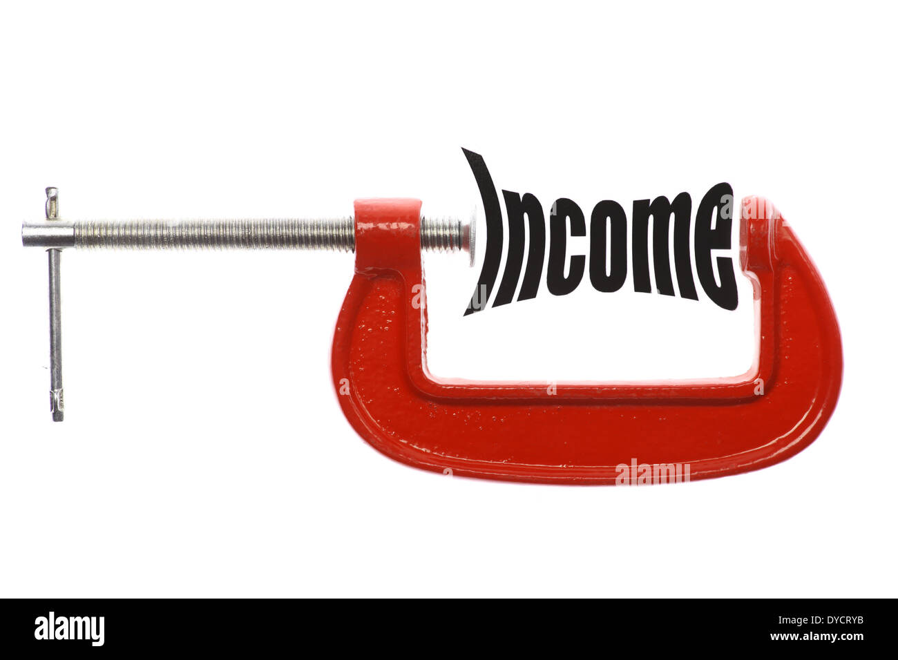 The word "Income" is compressed with a vice Stock Photo - Alamy