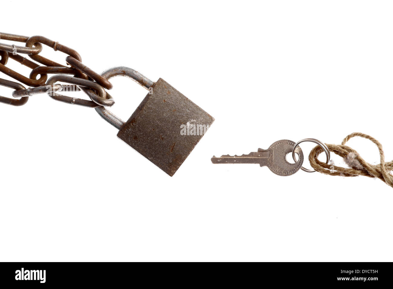 A padlock and a key, isolated on white Stock Photo - Alamy