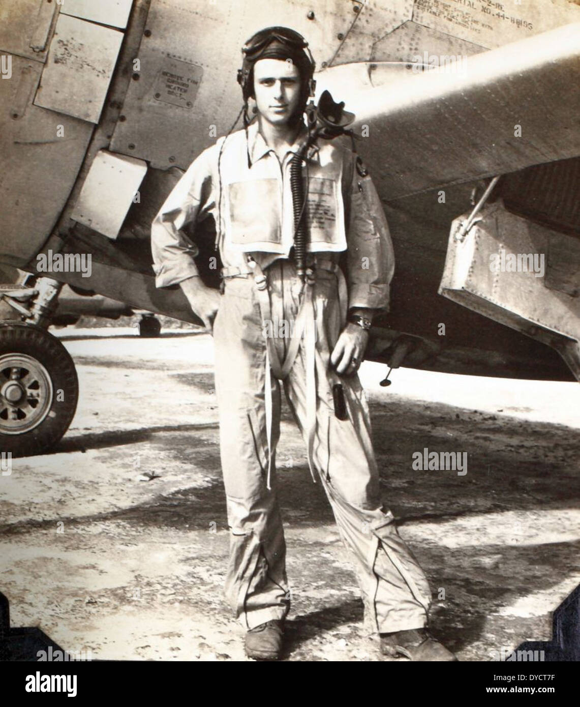 This image features Oscar Perdomo, an ace pilot from the 464th Fighter ...