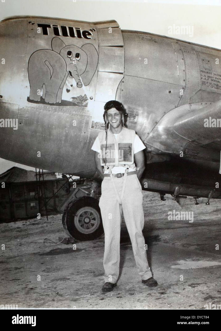This image features Oscar Perdomo, a decorated ace from the 464th ...