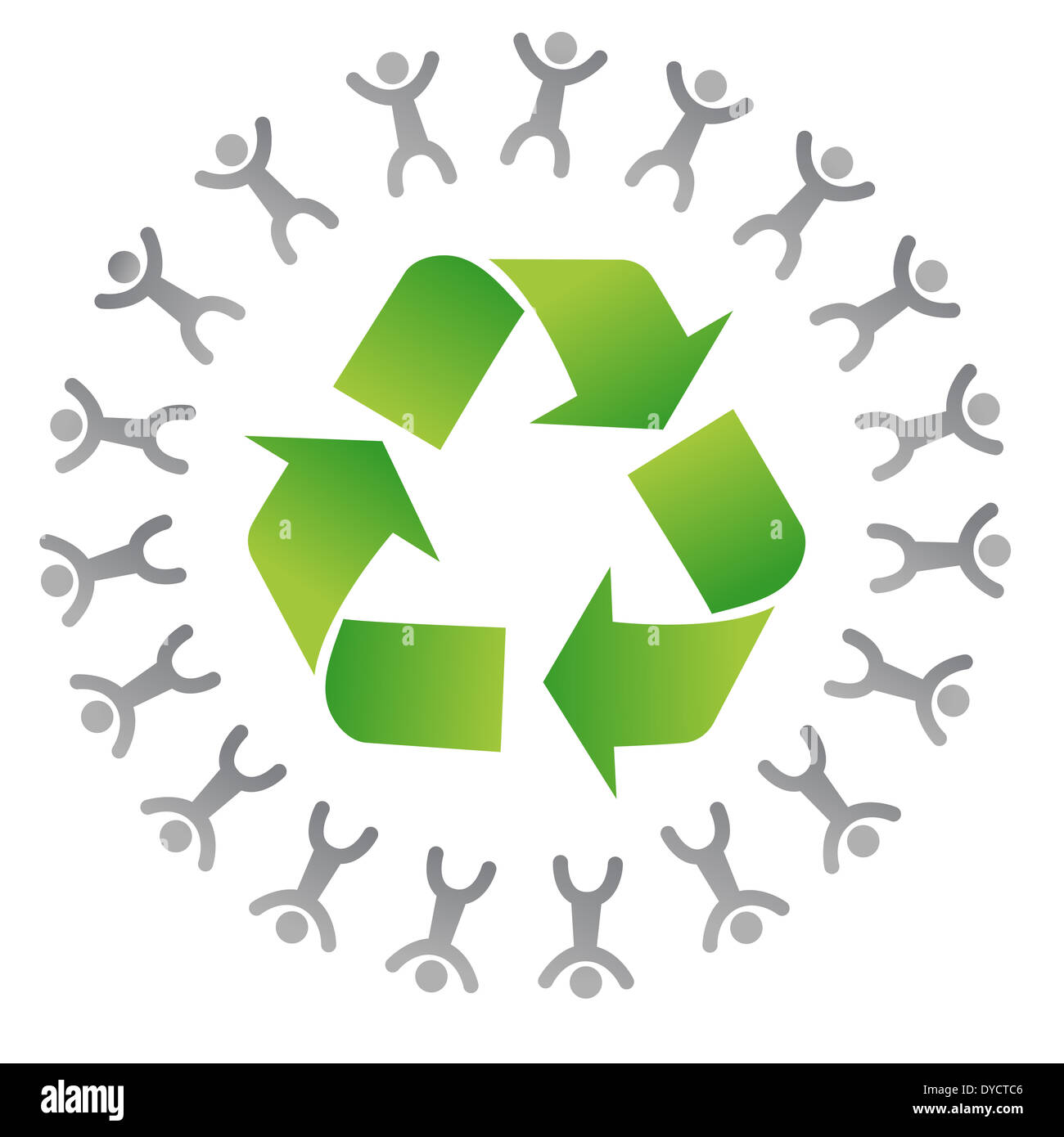 people around a recycle sign illustration design Stock Photo - Alamy