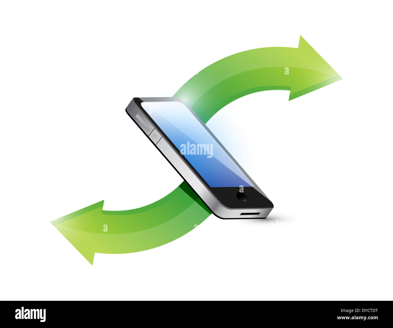 Transferring data from a mobile Cut Out Stock Images & Pictures - Alamy