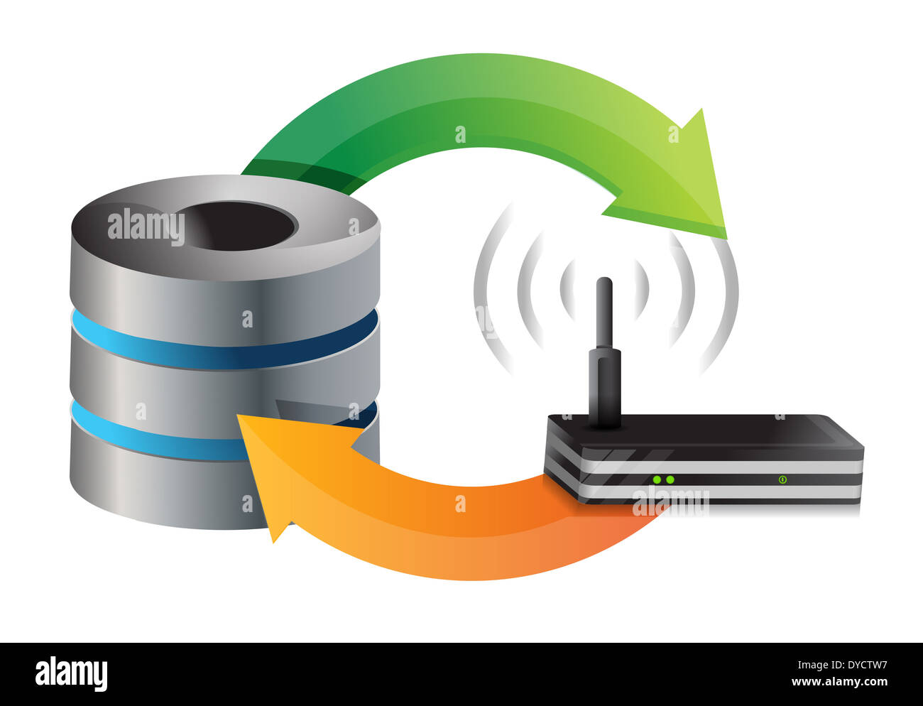 server and router connected to the network illustration design Stock ...