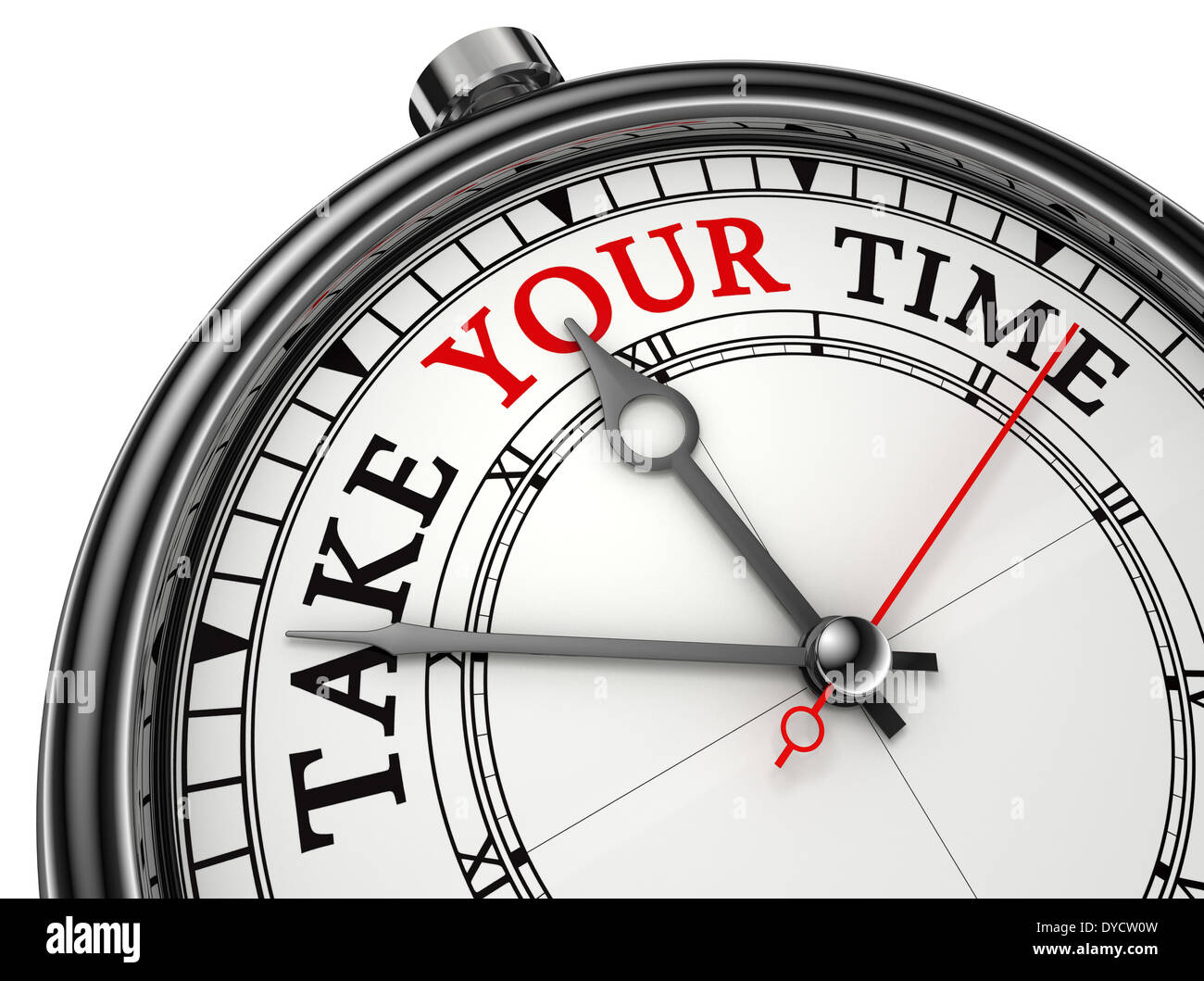 take your time concept clock isolated on white background with clipping ...