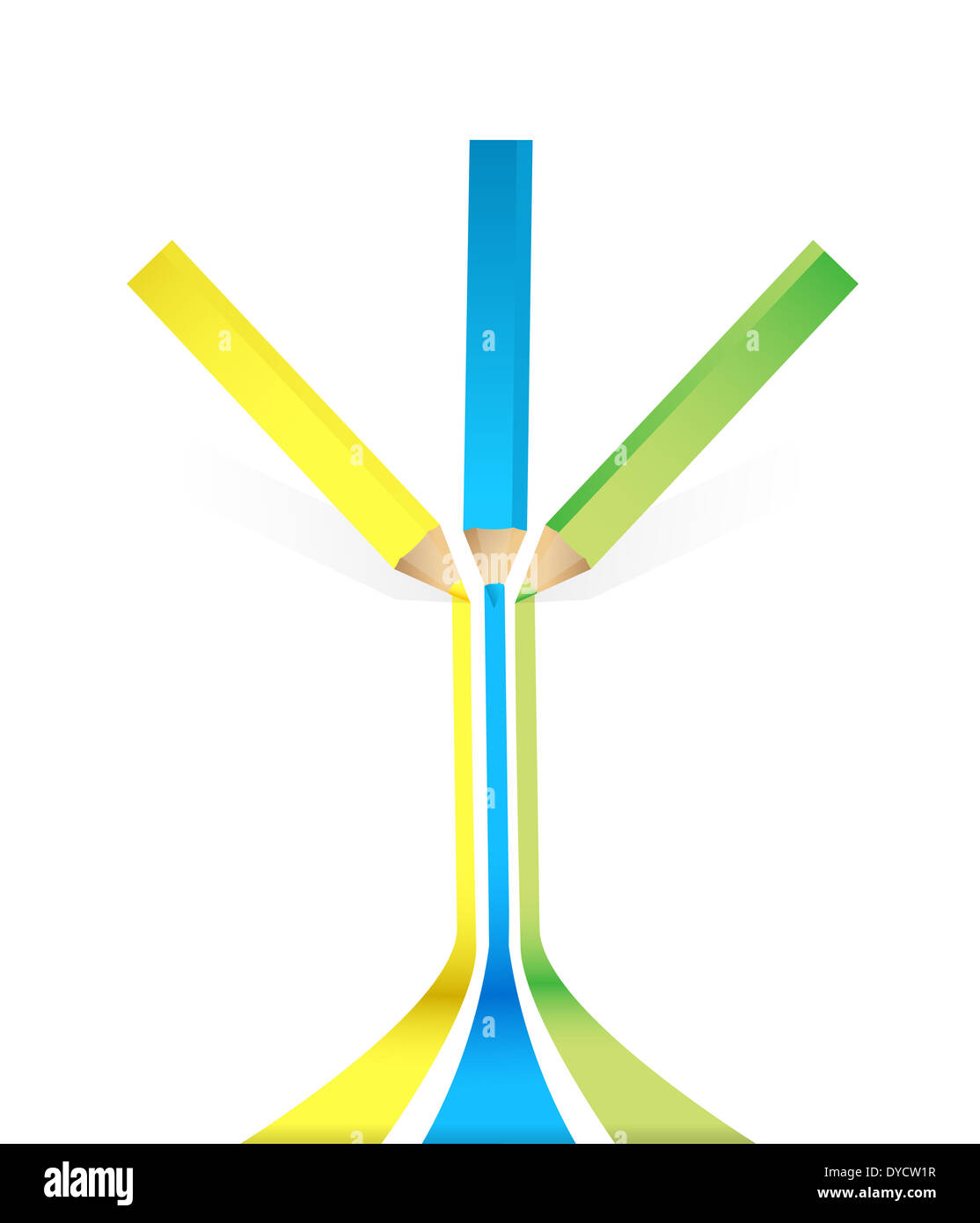 color pencils drawing lines over a white background Stock Photo - Alamy