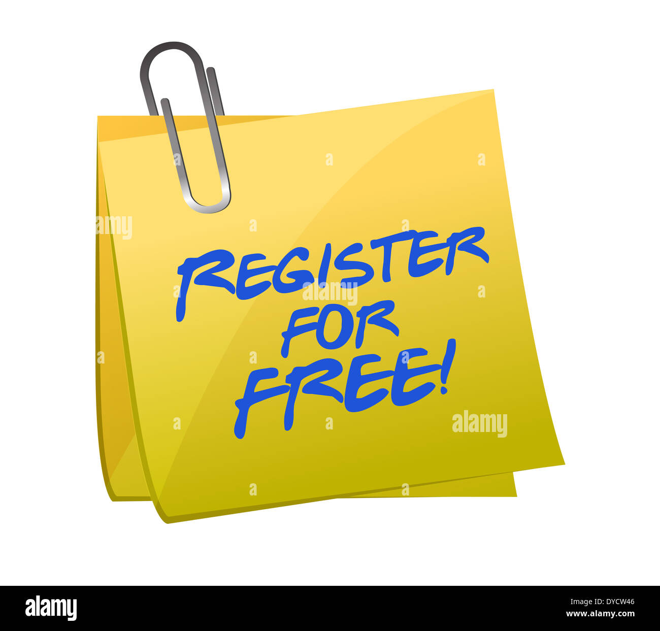 Register for FREE sign up concept on a post-it illustration design ...