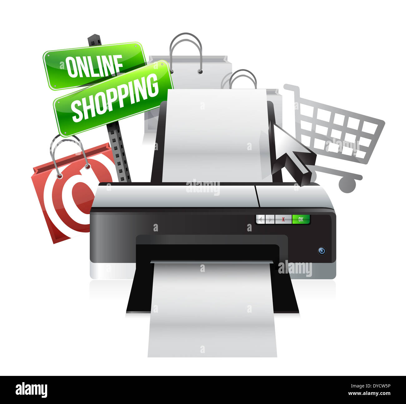 printer online shopping concept illustration design over a white ...