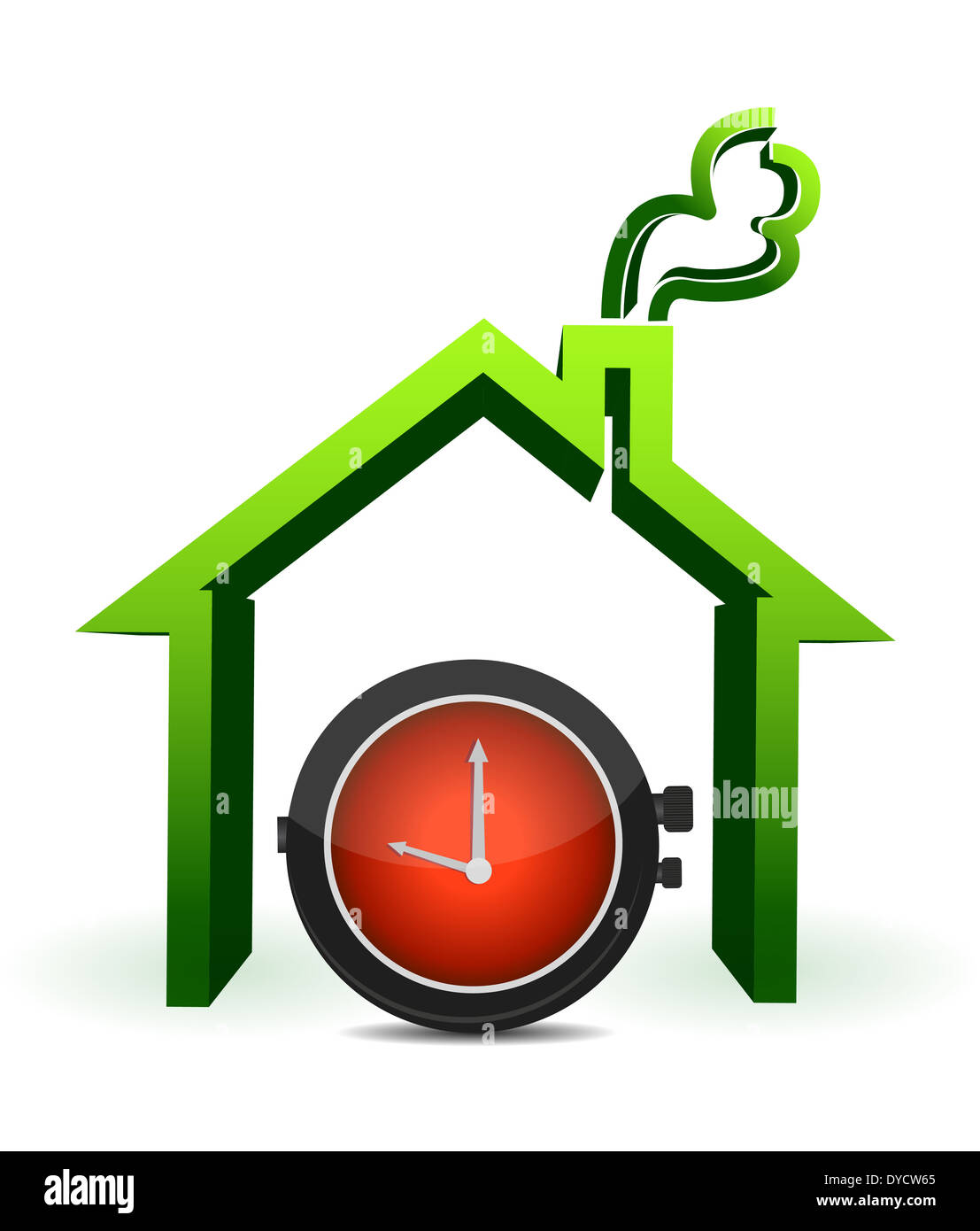 House with watch in front illustration design Stock Photo - Alamy