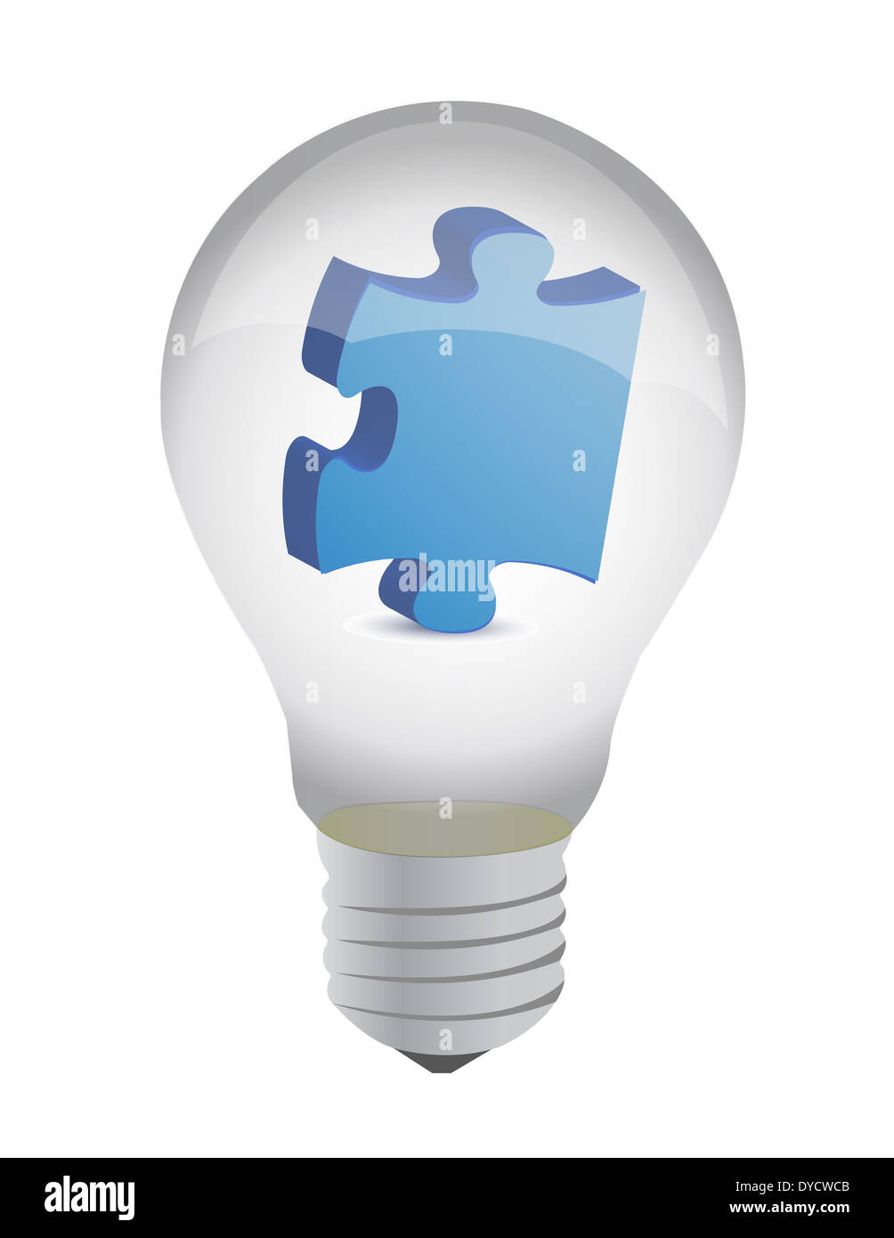 puzzle piece lightbulb illustration design over white Stock Photo - Alamy