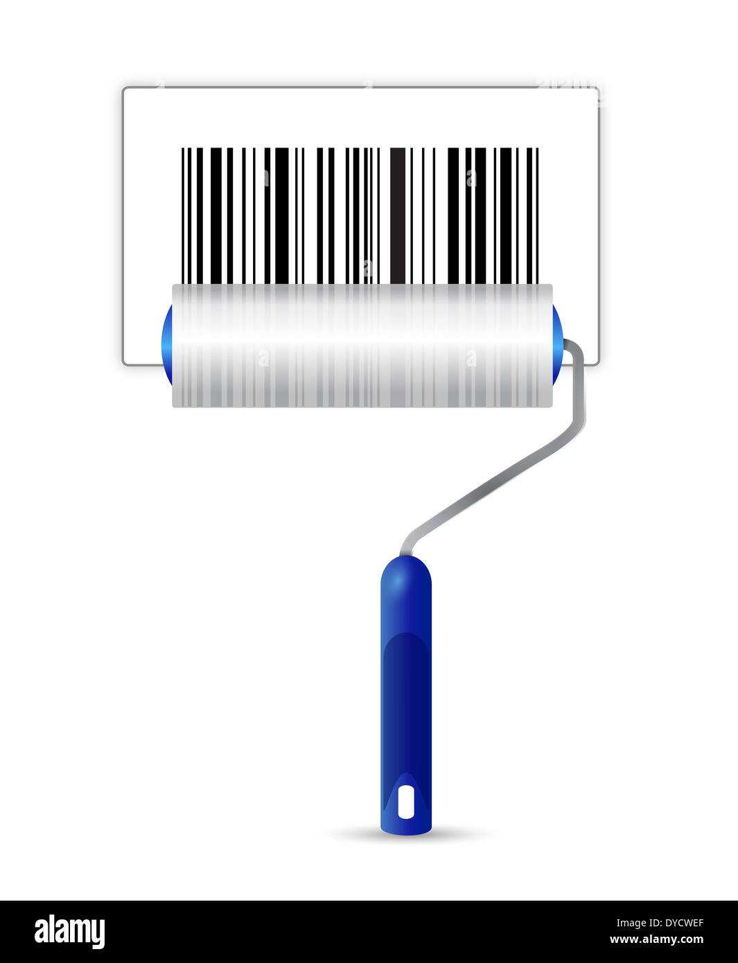 paint roller and upc bar code illustration design over a white ...