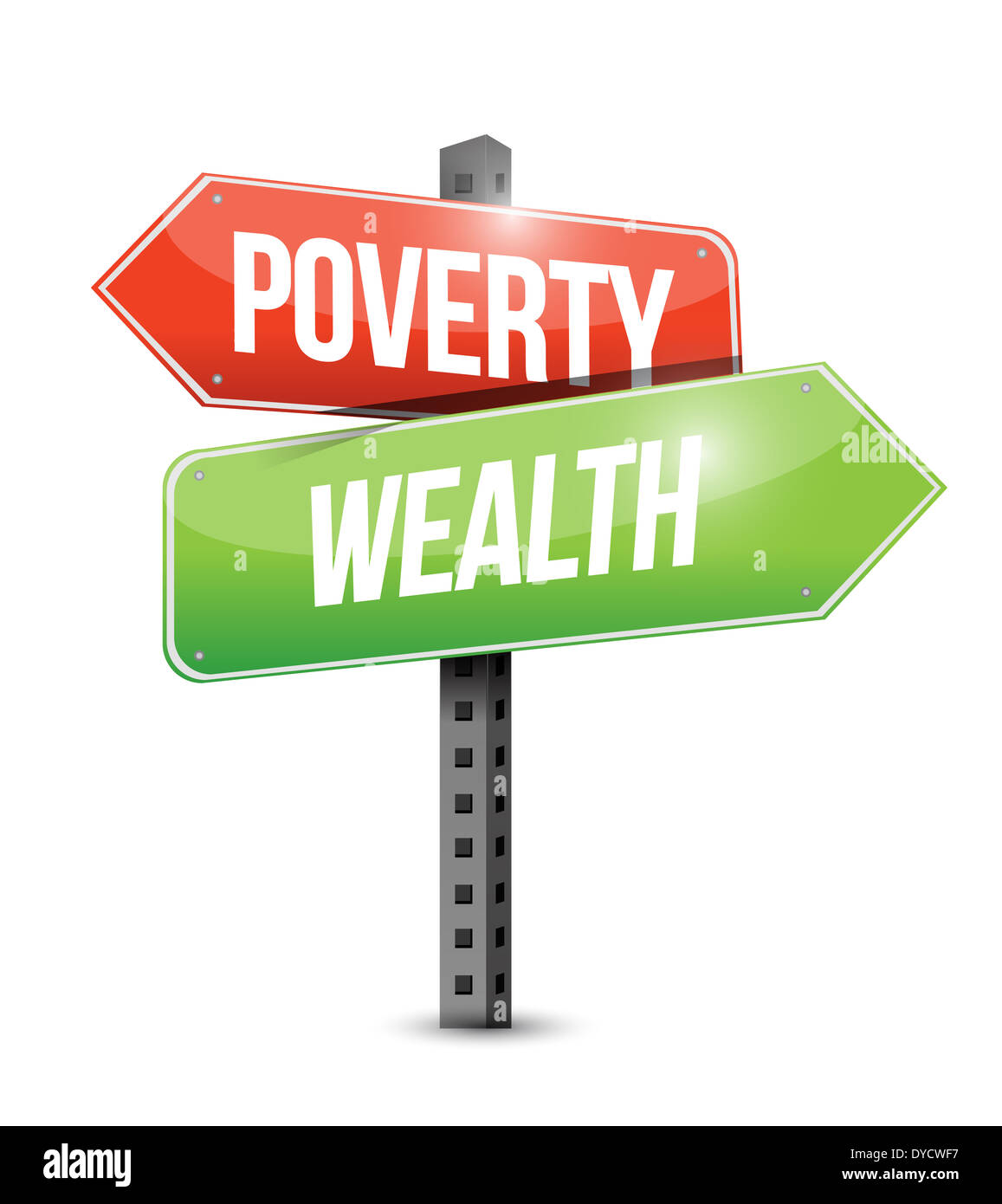 poverty wealth road sign illustration design over white Stock Photo - Alamy