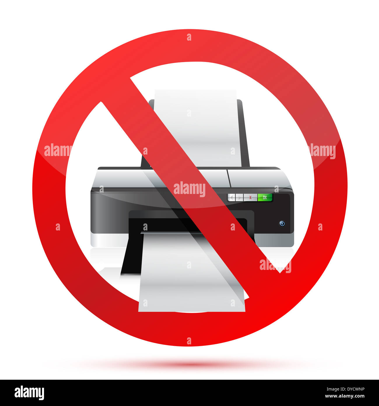 printer do not use sign illustration design over white Stock Photo - Alamy