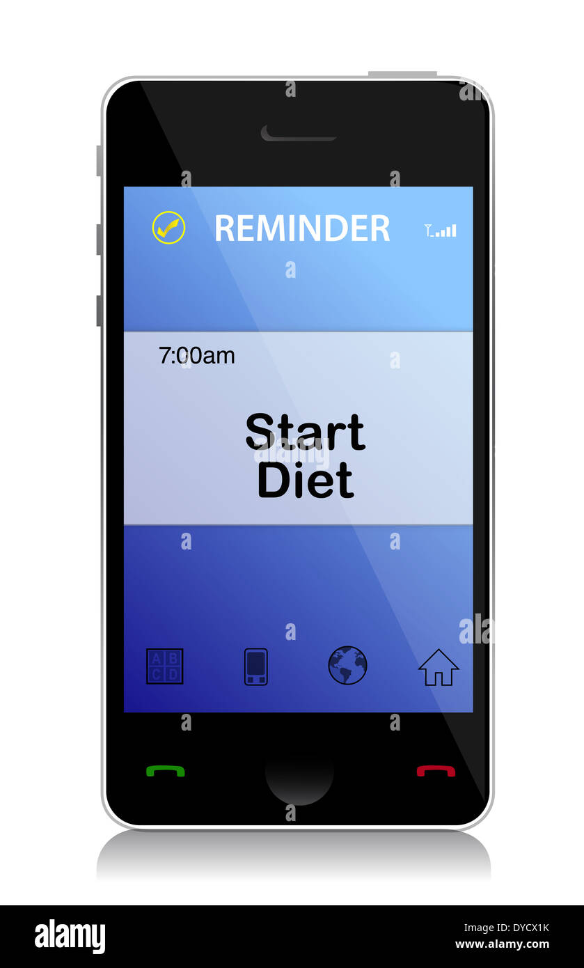 diet reminder phone illustration design over a white background Stock ...