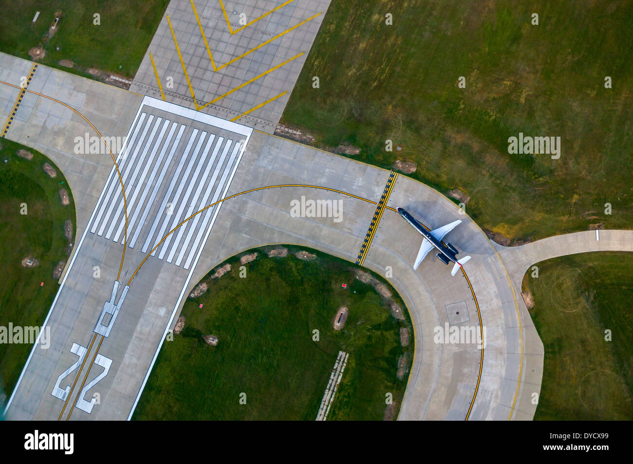 Aerial View of the end of the runway at the Little Rock Airport, with a ...