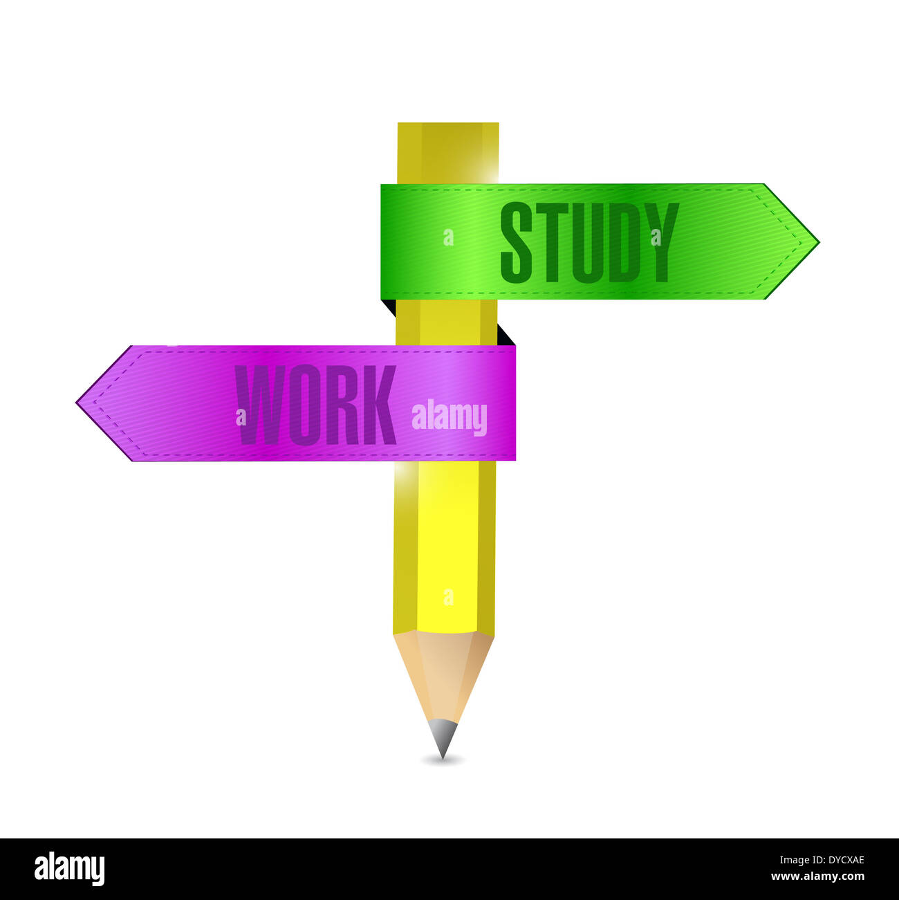 work and study pencil banner illustration design over a white ...