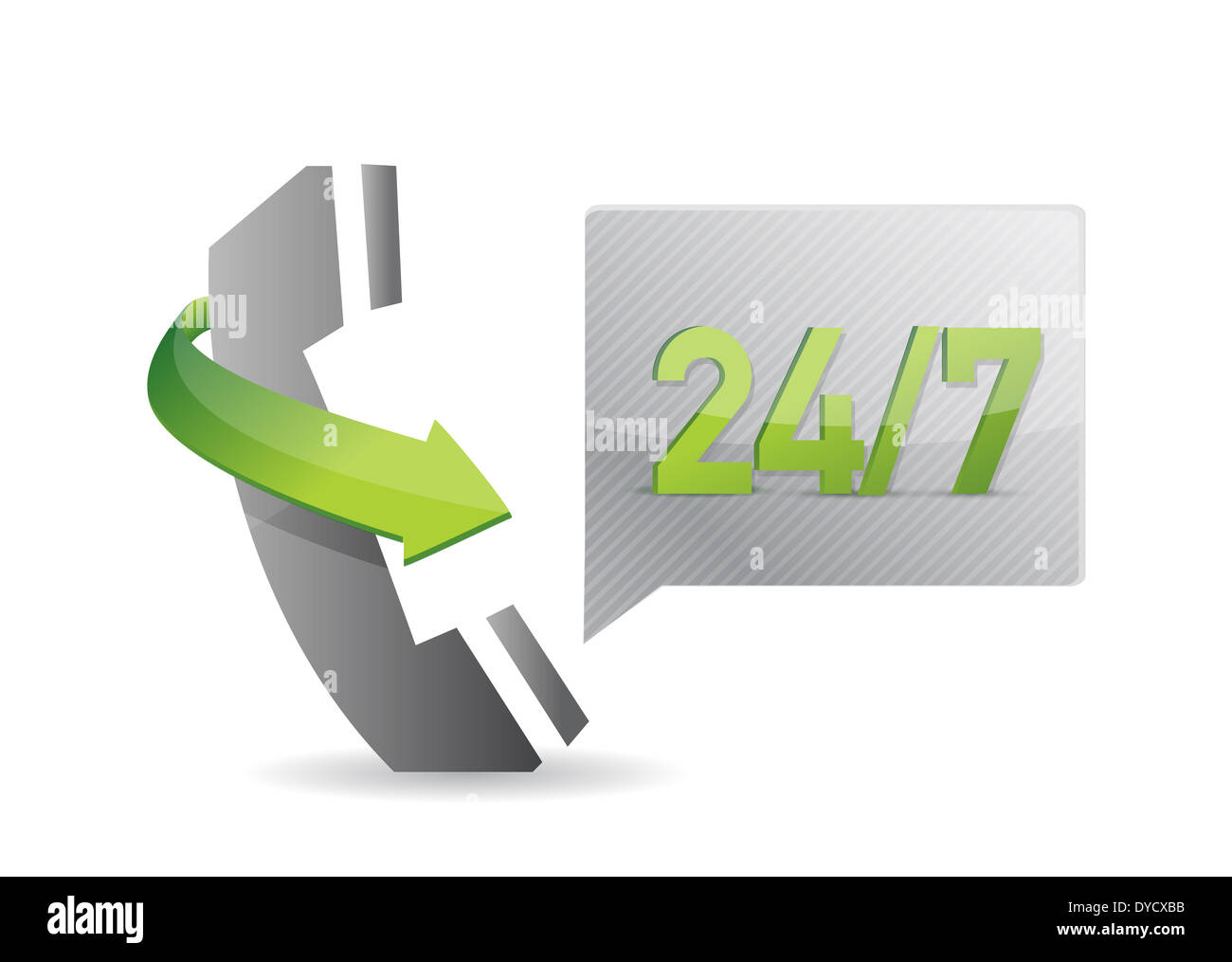 phone 24 7 service illustration over a white background Stock Photo - Alamy