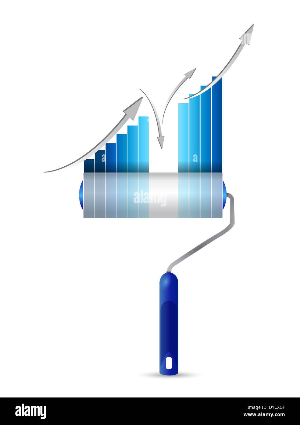 paint roller business graph illustration design over a white background ...