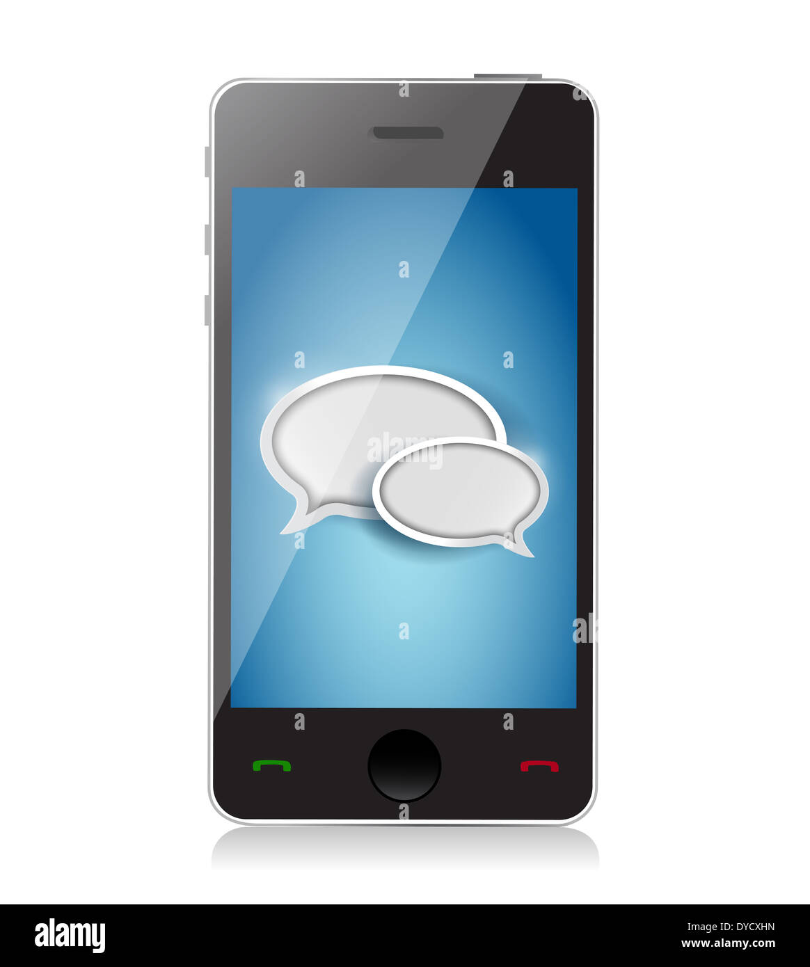 Mobile phone with icons, communication concept illustration design ...