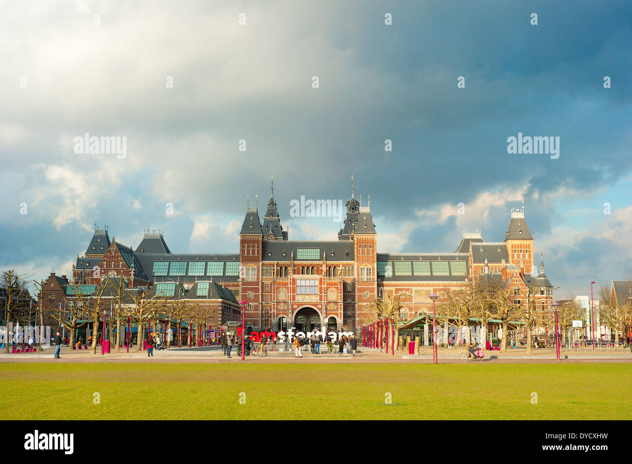 The Rijksmuseum Amsterdam museum area with the words IAMSTERDAM. The ...