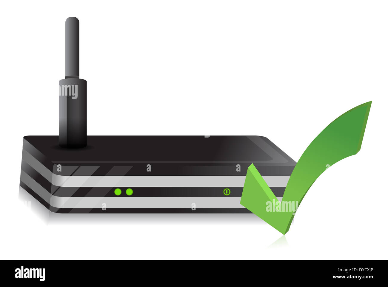 Wireless Router check mark illustration design over a white background ...