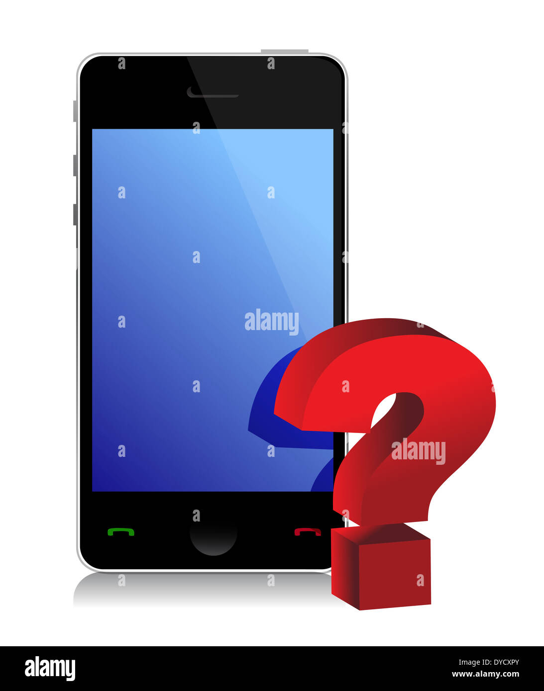 phone and question mark illustration design over white Stock Photo - Alamy