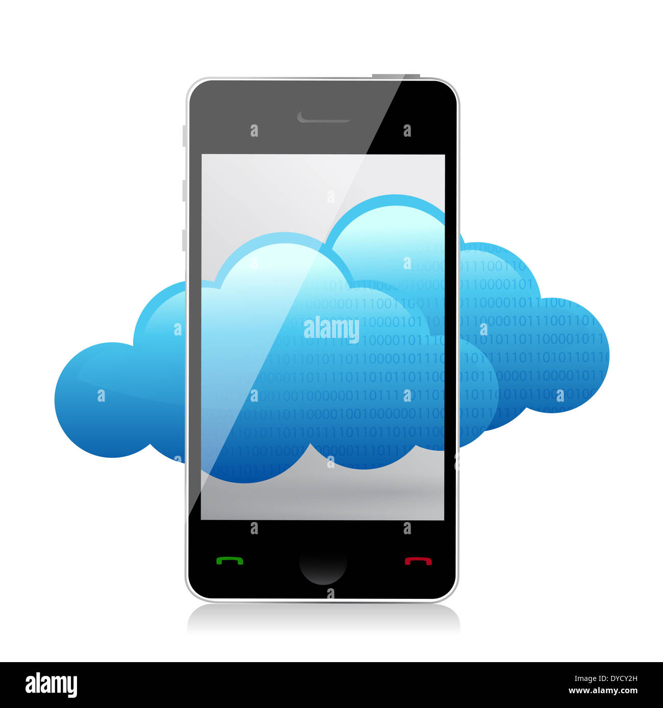 Cloud computing concept. Mobile phone with cloud illustration design ...