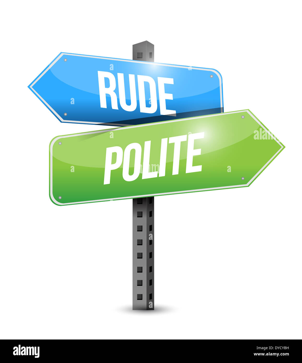 rude versus polite road sign illustration design over white Stock Photo ...