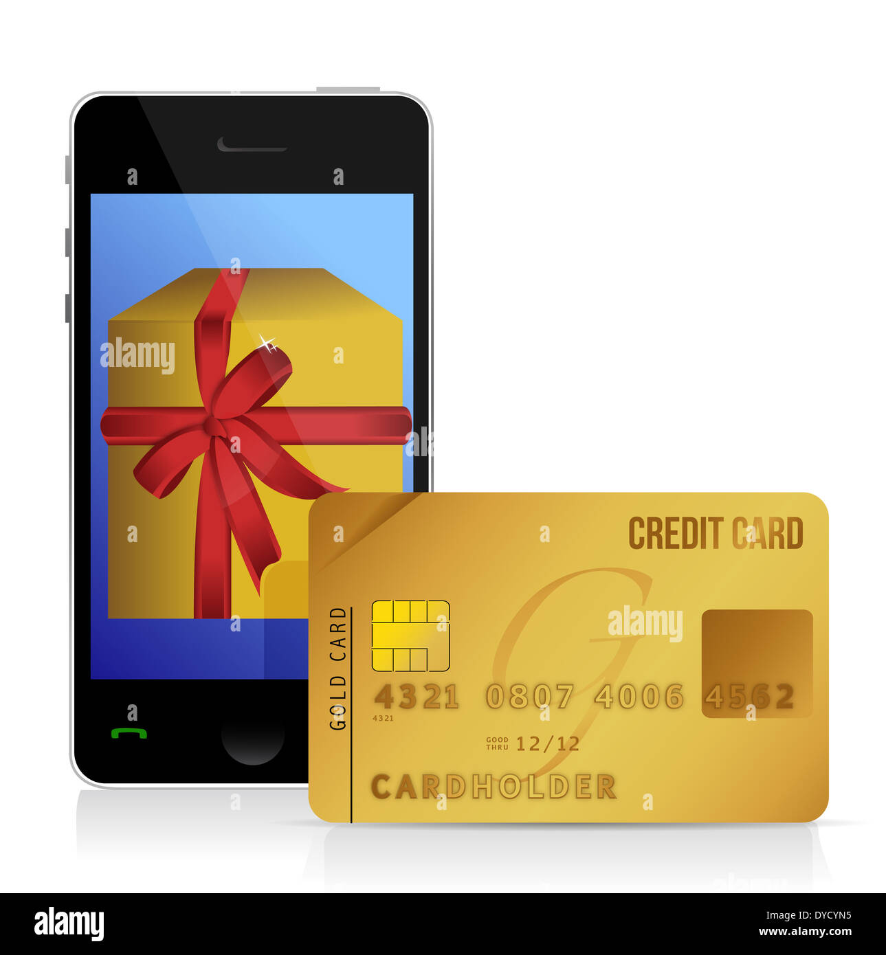 internet shopping with smart phone and credit card illustration Stock ...